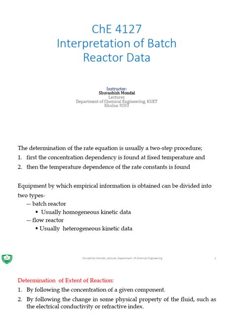 Interpretation Of Batch Reactor Data Pdf Chemical Kinetics