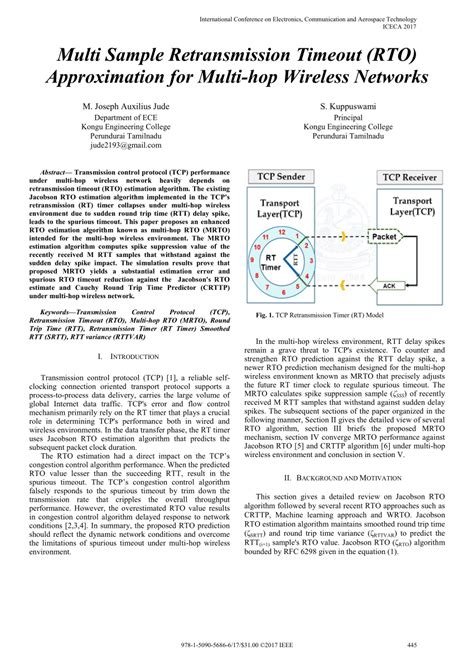 Pdf Multi Sample Retransmission Timeout Rto Approximation For Multi Hop Wireless Networks