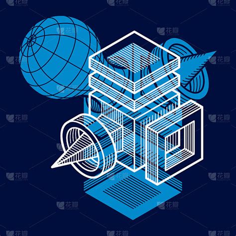 抽象矢量几何形式，三维多边形形状。