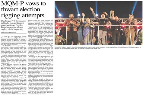 Dawn Epaper Jan 22 2024 Mqm P Vows To Thwart Election Rigging Attempts