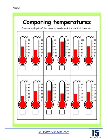 Comparing Temperatures Worksheets 15