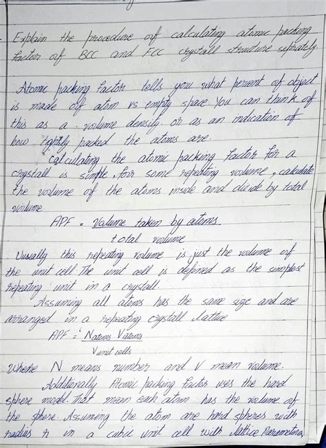 solution procedure of calculating atomic packing factor apf of bcc and