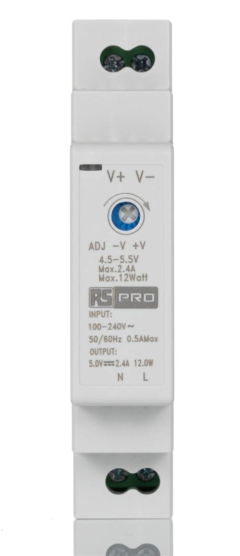 RS PRO RS PRO Switch Mode DIN Rail Power Supply 90 264V Ac Ac Input 5V Dc Dc Output 2 4A