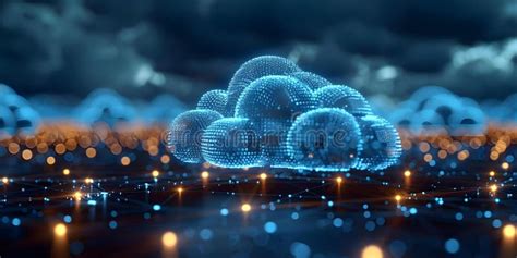 Futuristic Representation Of Cloud Computing Technology With Digital Connections And Data