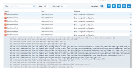 gatway logs batch operation error saving node configuration ignition inductive