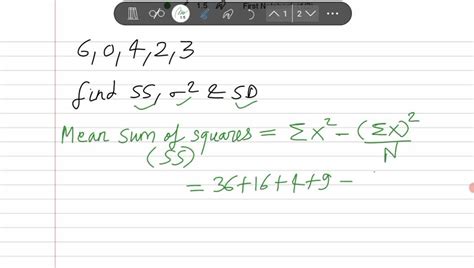 solved calculate ss 02 and standard deviation for the following