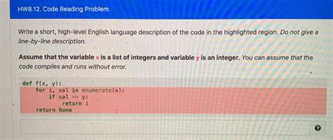 Solved Hw812 Code Reading Problem Write A Short