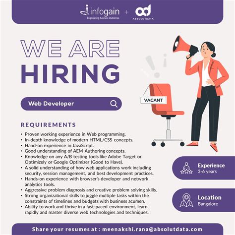 meenakshi rana on linkedin hiring webdeveloper bangalore