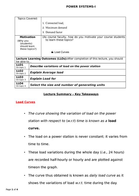 Connected Load Power Systems Topics Covered Connected Load Maximum Demand Demand