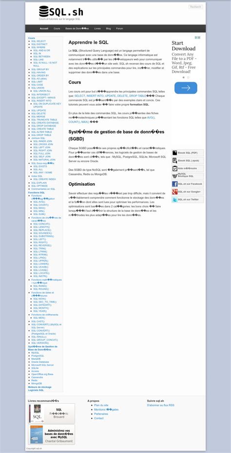 Cours Et Tutoriels Sur Le Langage Sql Langage Sql Langage
