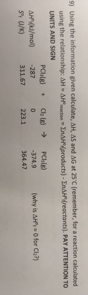 Solved 9 Using The Information Given Calculate AH AS And Chegg Com