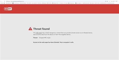 Website Is Blocked By Eset With A Js Agent Rrl Trojan Warning Malware Finding And Cleaning