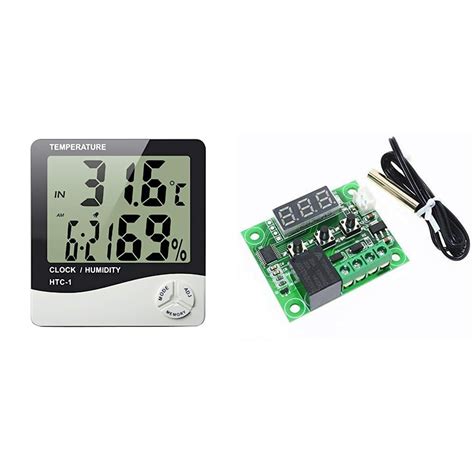 ApTechDeals HTC Digital Hygrometer Thermometer Humidity Meter With Clock LCD Display