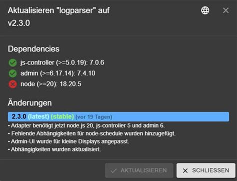 Freigabe Nodejs Version 20 Für Iobroker