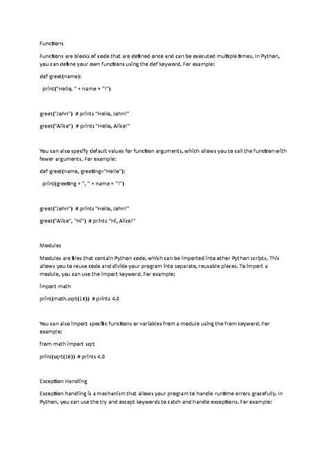 Python Introduction Functions Modules And Classes Functions