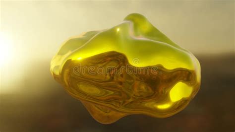 Dynamic Liquid Gold Metal Form Abstract Shining Surface 3d Shape