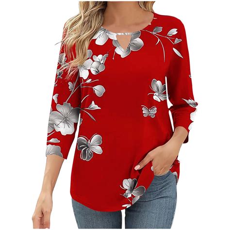 She Is Womens 34 Sleeve Tops Womens Long Sleeve Shirts Button Up