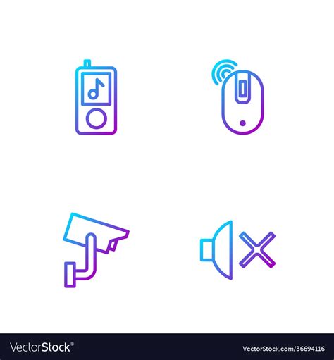 Set Line Speaker Mute Security Camera Music Vector Image