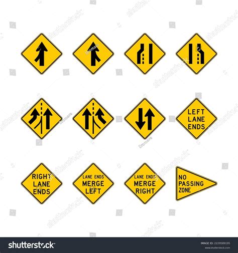 Warning Passing Signs Set Vector Illustration Stock Vector Royalty Free 2229589195 Shutterstock
