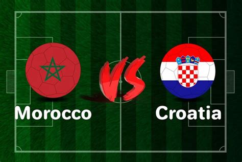 Fifa 월드컵 2022의 국기 디자인에 모로코 대 크로아티아 축구공 프리미엄 벡터