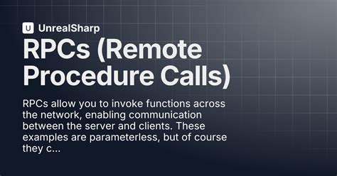 Rpcs Remote Procedure Calls Unrealsharp