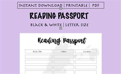 Printable Reading Passport Book Tracker Reading Tracker Reading Log