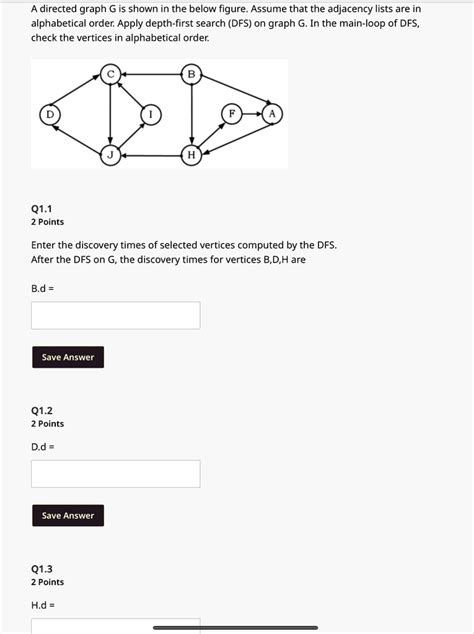 A Directed Graph G Is Shown In The Below Figure Assume That The Adjacency Lists Are In