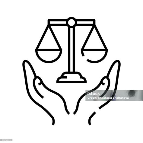 정의의 선 아이콘 개념 기호 윤곽 벡터 일러스트레이션 선형 기호의 약속 가리기에 대한 스톡 벡터 아트 및 기타 이미지 가리기 개념 건강관리와 의술 Istock