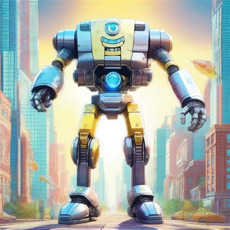 Futuristic Mecha Spongebob A Hero In The City