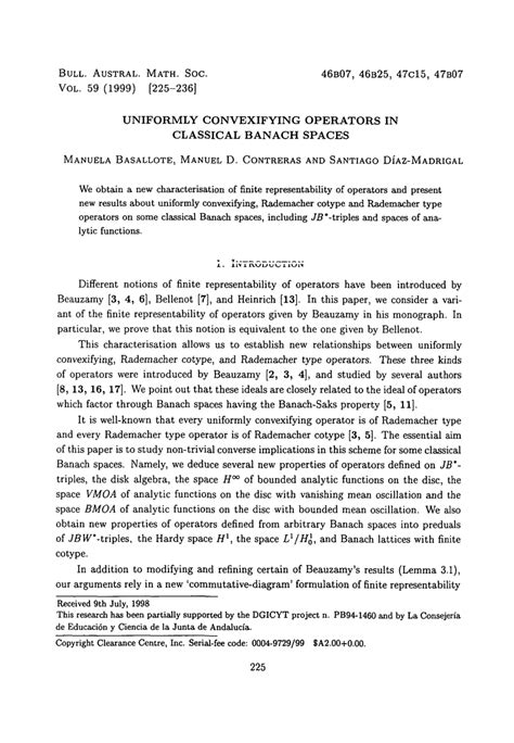 Pdf Uniformly Convexifying Operators In Classical Banach Spaces