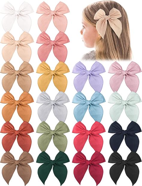 Niceye Fable Girls Hair Bows Cotton Linen Alligator Hair