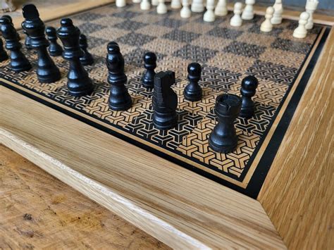 Geometric Chessboard Modern Chess Board Unique Handmade Etsy