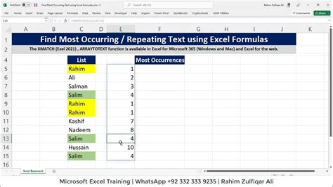 Find Most Occurring Repeating Text Using Excel Formulas Xmatch