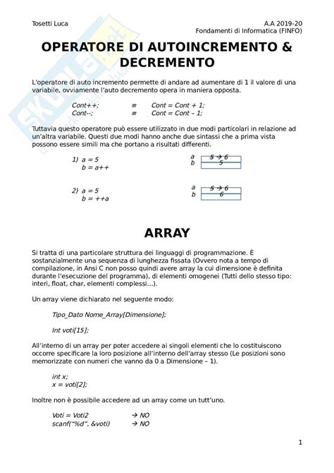 Cicli Array E Operatori