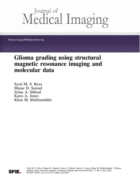 Pdf Glioma Grading Using Structural Magnetic Resonance Imaging And