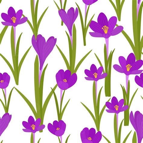 Seamless Background With Crocuses Wallpaper Pattern With Background