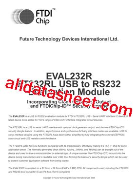 EVAL232R Datasheet PDF Future Technology Devices International Ltd