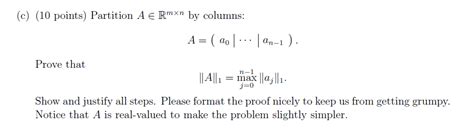 Solved C Points Partition ARmn By Columns Chegg Com