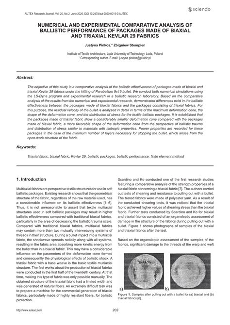 Pdf Numerical And Experimental Comparative Analysis Of Ballistic