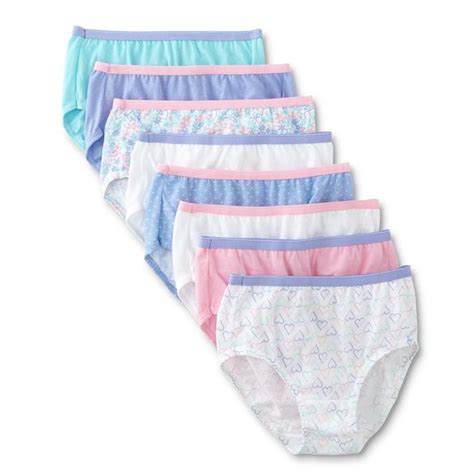 Hanes Girls 9 Pack Brief Panties Hearts And Floral