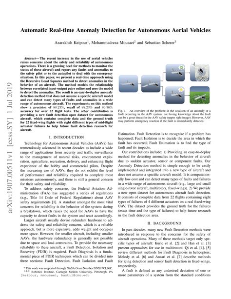 Pdf Automatic Real Time Anomaly Detection For Autonomous Aerial Vehicles