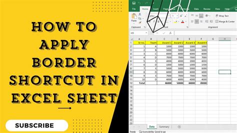 How To Apply Border Shortcut In Excel Sheets Youtube