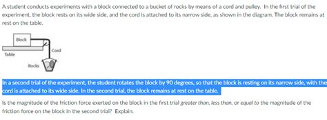 Solved A Babe Conducts Experiments With A Block Connected Chegg Com