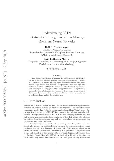 Pdf Understanding Lstm A Tutorial Into Long Short Term Memory