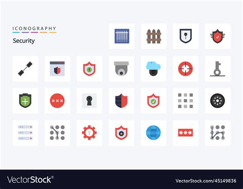 25 Security Flat Color Icon Pack Royalty Free Vector Image