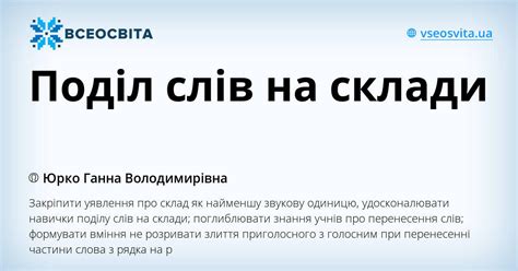 Поділ слів на склади Конспект Українська мова