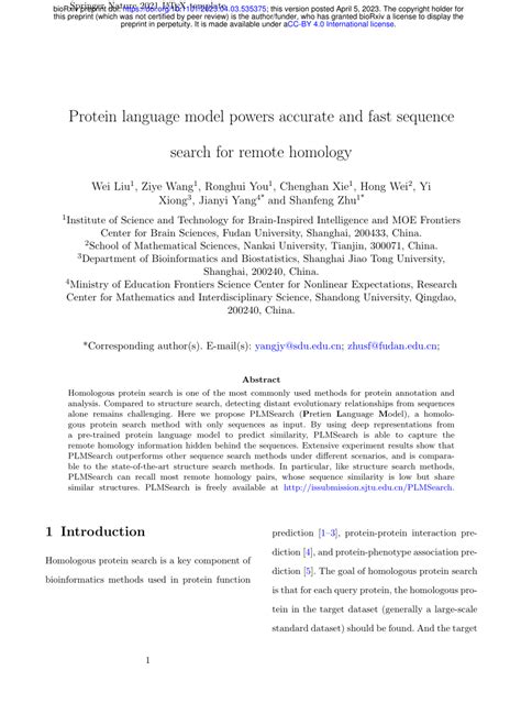 Pdf Protein Language Model Powers Accurate And Fast Sequence Search