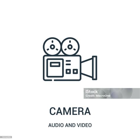 오디오 및 비디오 컬렉션에서 카메라 아이콘 벡터입니다 얇은 라인 카메라 개요 아이콘 벡터 일러스트 레이 션입니다 겉창에 대한 스톡 벡터 아트 및 기타 이미지 Istock