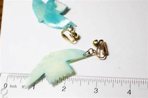 Vintage Bright Blue Dyed Tropical Shell Exotic Fish Earrings Trending