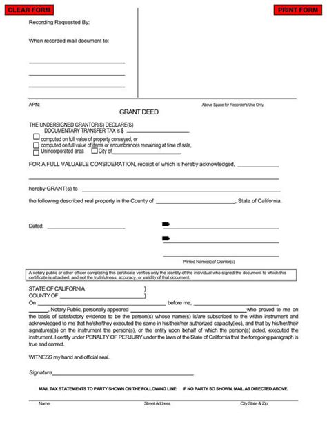 Free Grant Deed Forms Edit And Print Word Pdf